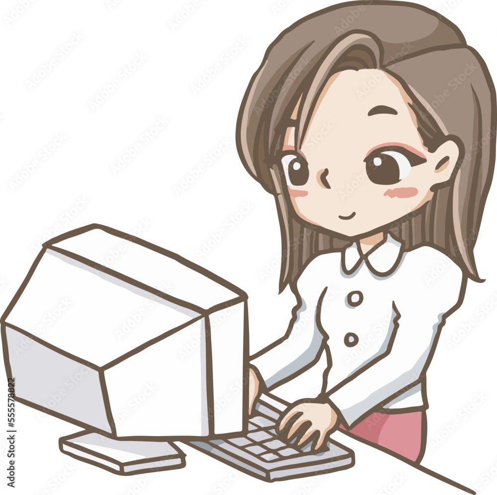 Working girl drawing cartoons doodle kawaii anime coloring page cute ...