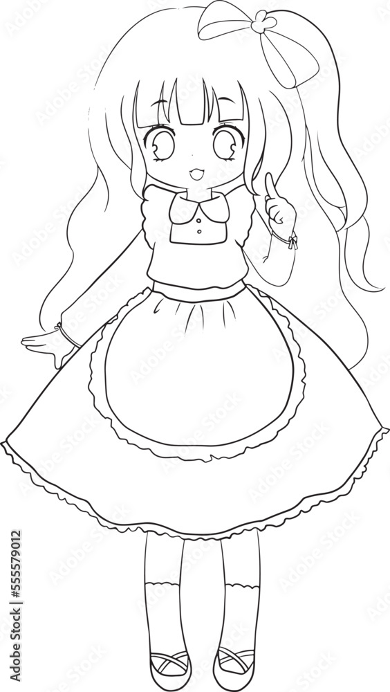 Girl cartoon doodle kawaii anime coloring page cute illustration ...