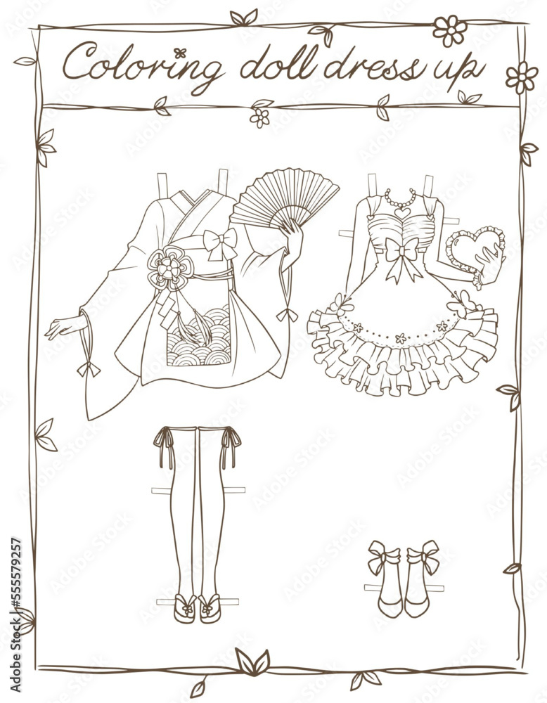 dress up doll coloring drawing cartoon doodle kawaii anime cute ...