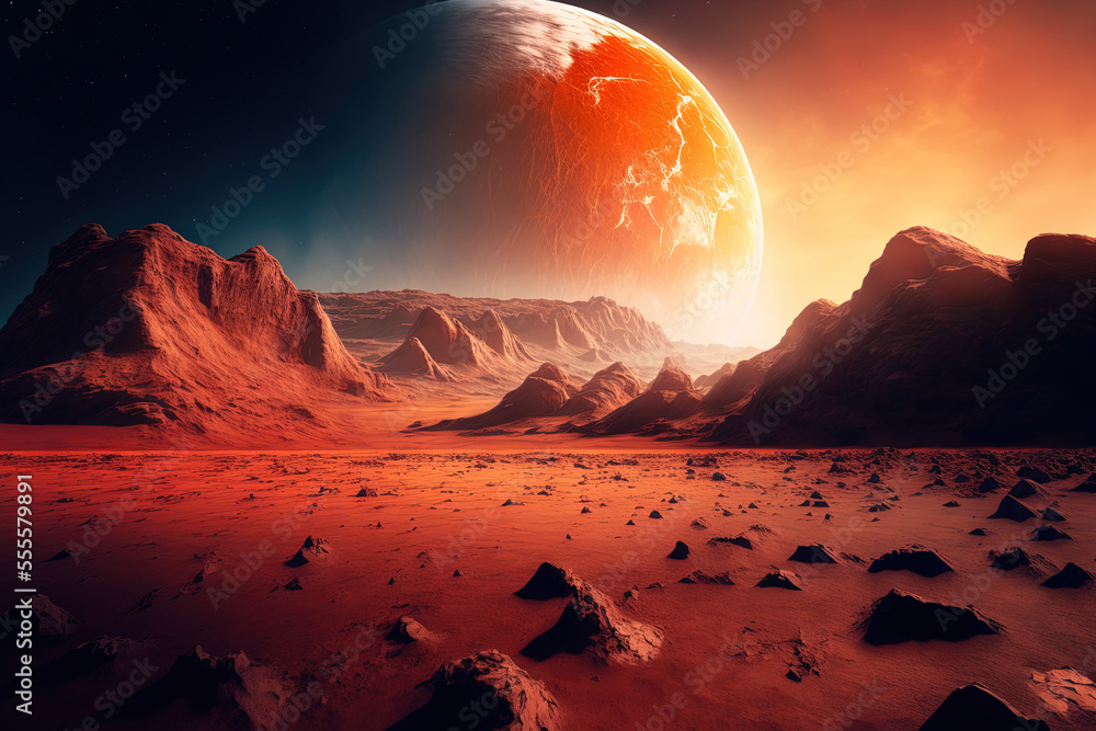 realistic backdrop of Mars. Generative AI Stock Illustration | Adobe Stock