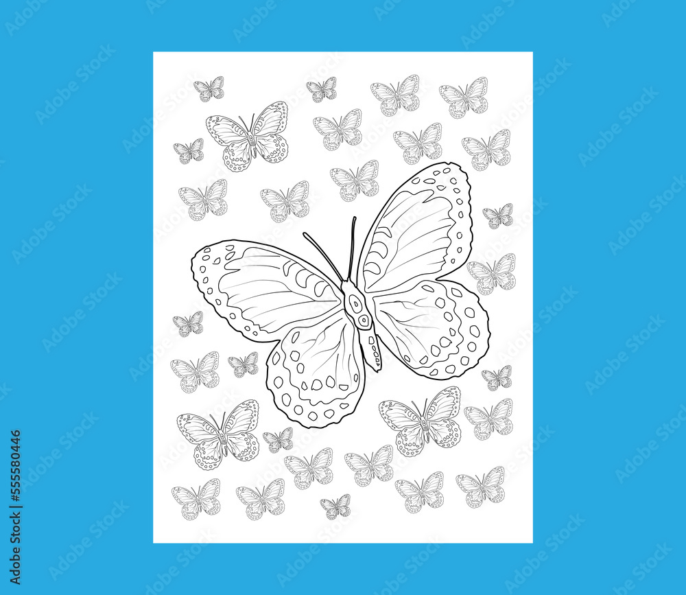 Butterfly coloring page, kdp coloring page Stock Vector | Adobe Stock