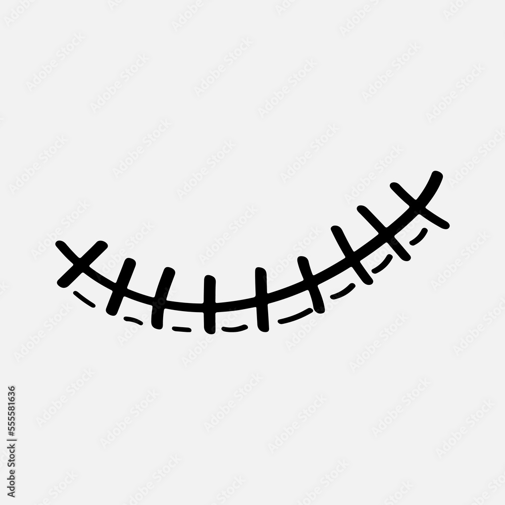 Vector realistic set of surgical sutures and scars, stitched wounds at ...