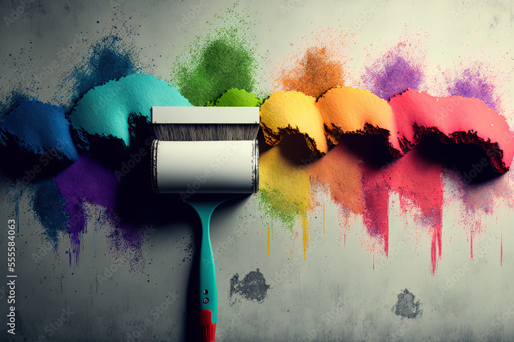 For house interior restoration, wallpaper with a multicolored design, a ...