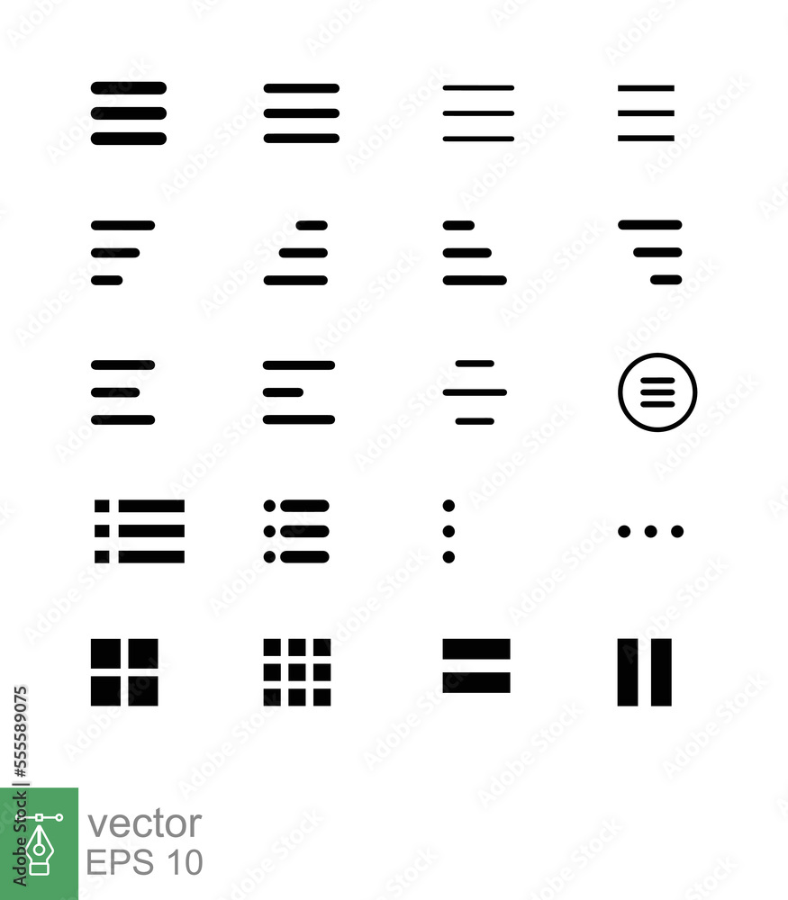 Minimal Set Of Hamburger Menu Flat Icons Menu Icons Vector Set Of Ui Design Elements Interface