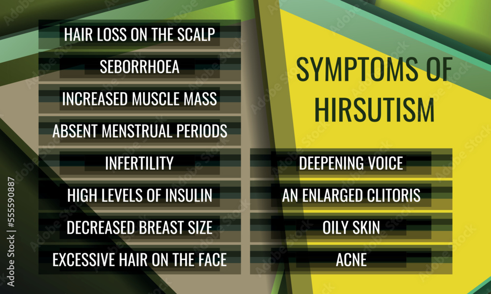 Symptoms Of Hirsutism Vector Illustration For Medical Journal Or