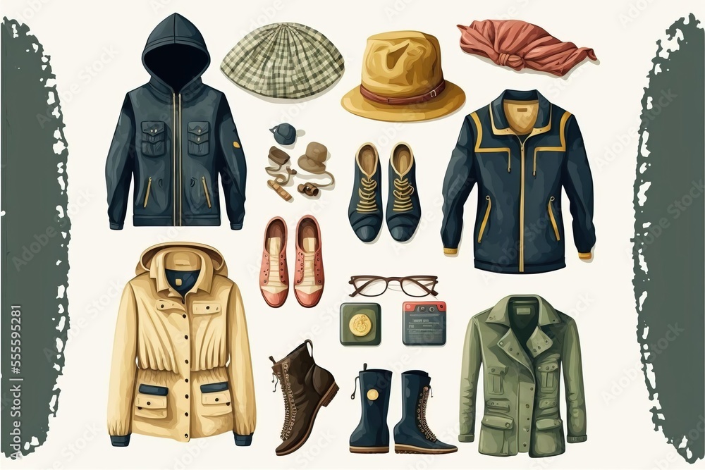 4K resolution or higher, illustration of clothing theme collection ...
