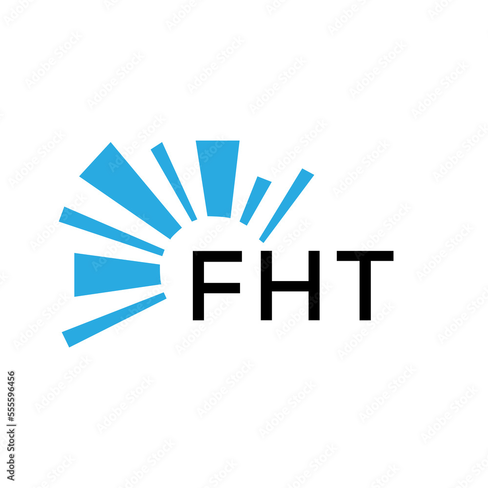 FHT letter logo. FHT blue image on white background and black letter ...