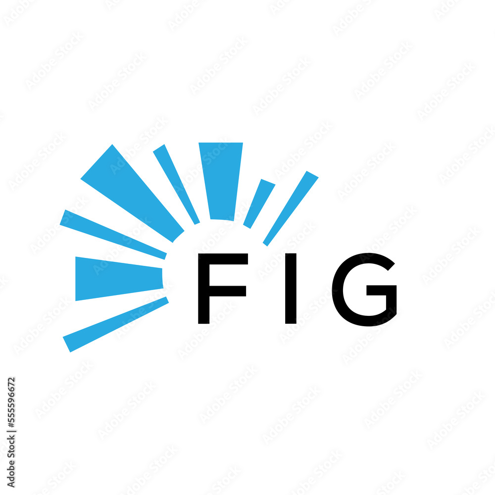 FIG letter logo. FIG blue image on white background and black letter ...