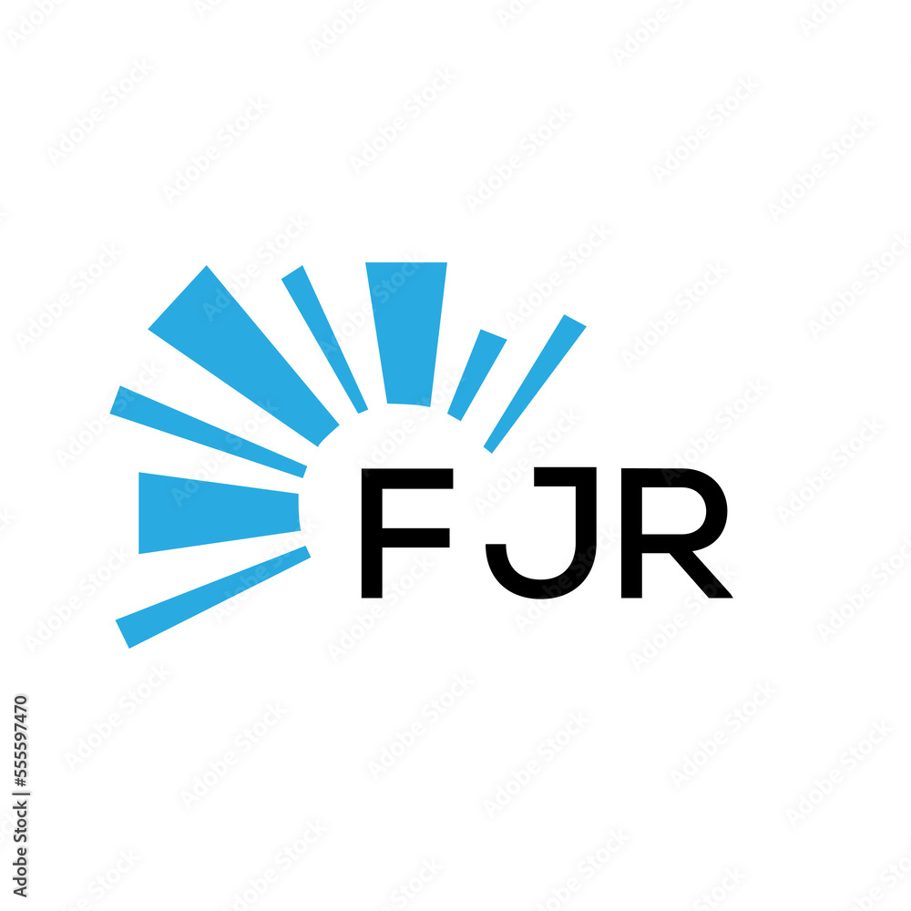 FJR letter logo. FJR blue image on white background and black letter ...