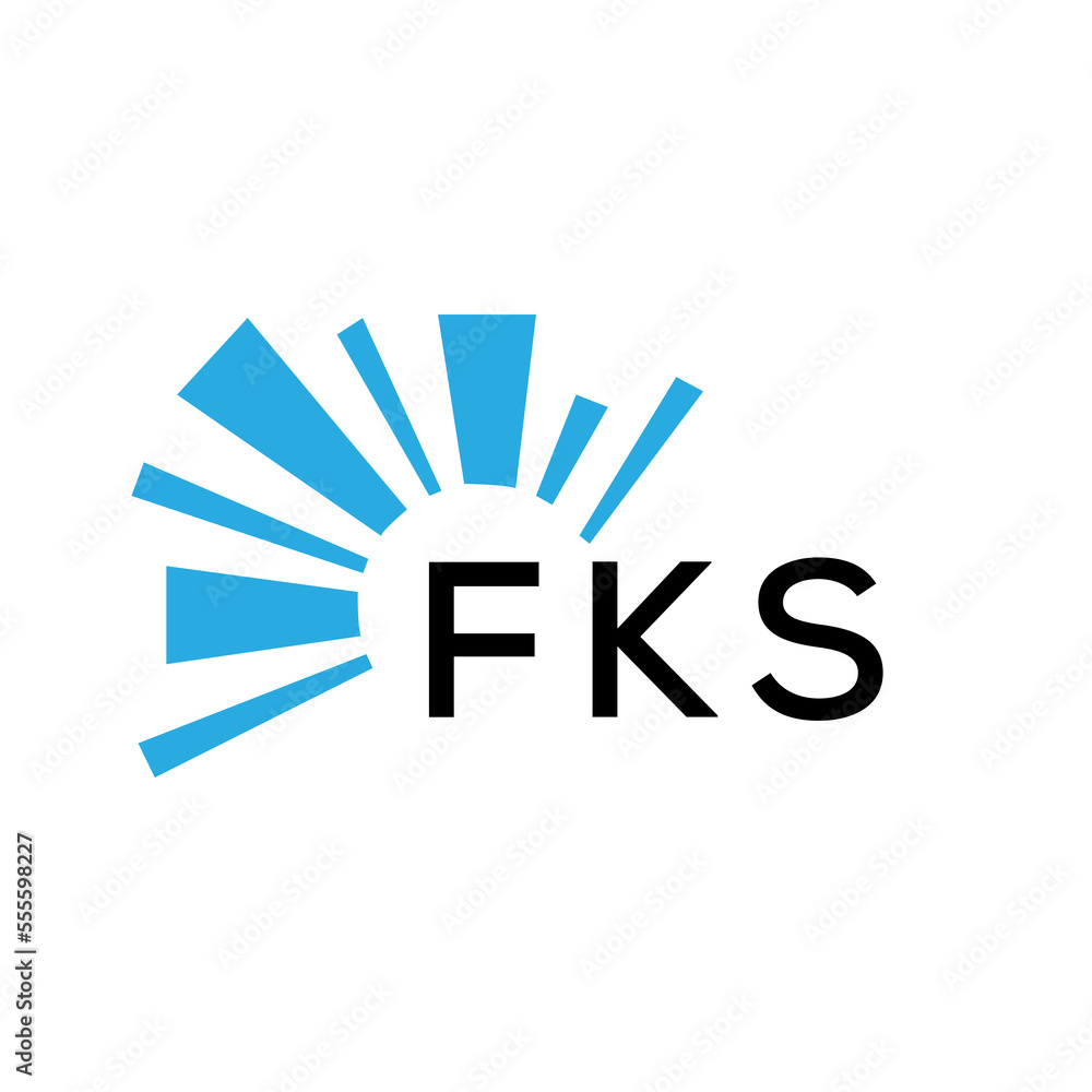 FKS letter logo. FKS blue image on white background and black letter ...