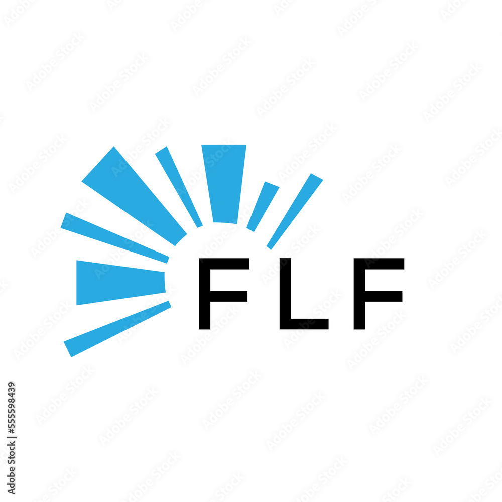 FLF letter logo. FLF blue image on white background and black letter ...