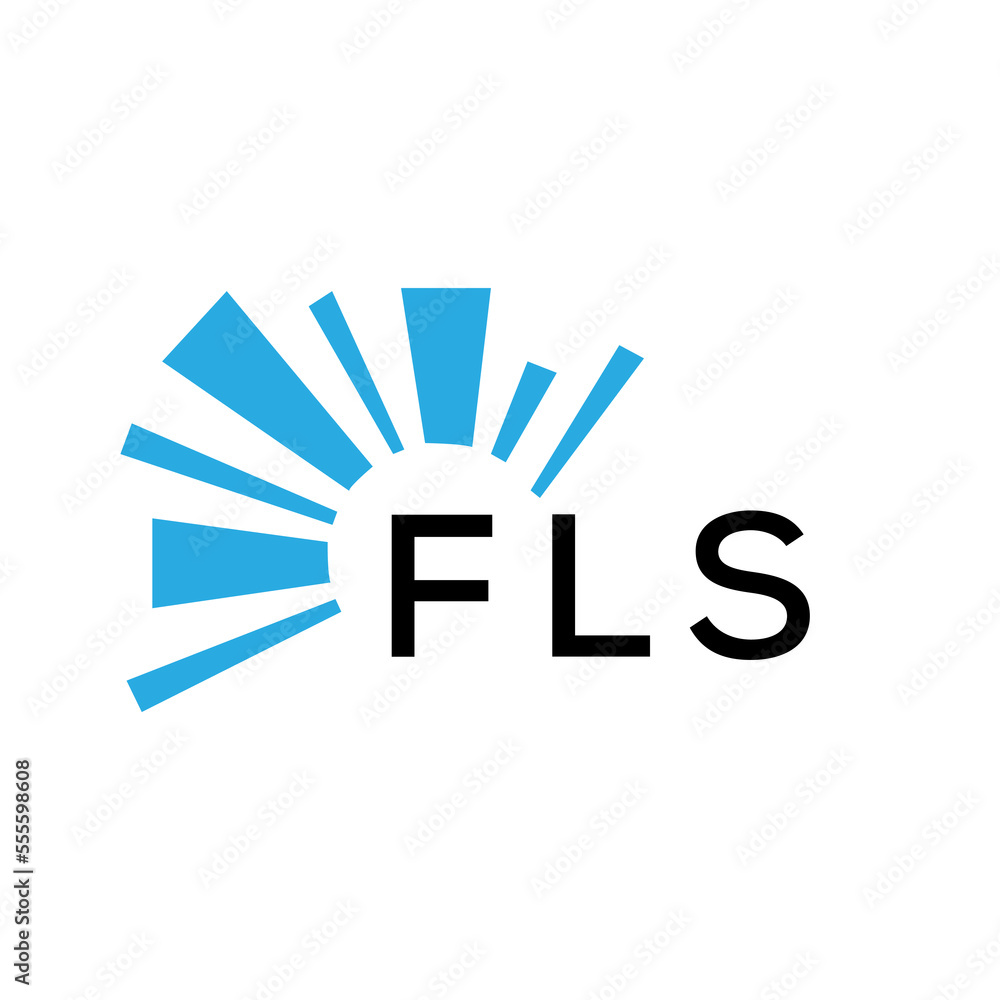 FLS letter logo. FLS blue image on white background and black letter ...