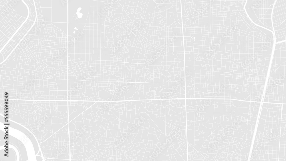 White and light grey Adachi city area vector background map, roads and ...