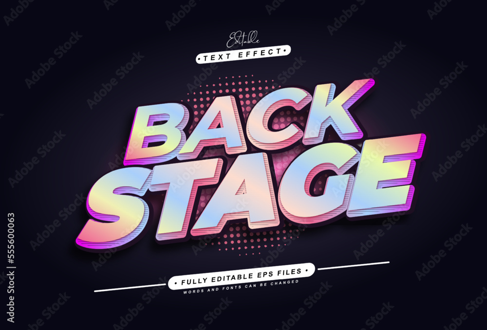 editable back stage text effect.logo text.typhography logo Stock Vector ...