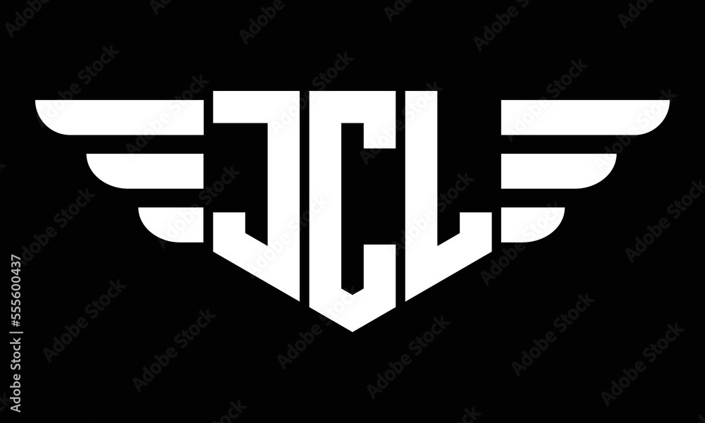 JCL three letter logo, creative wings shape logo design vector template ...