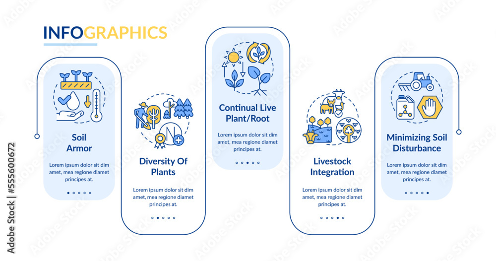 Principles Of Regenerative Farming Blue Rectangle Infographic Template Data Visualization With