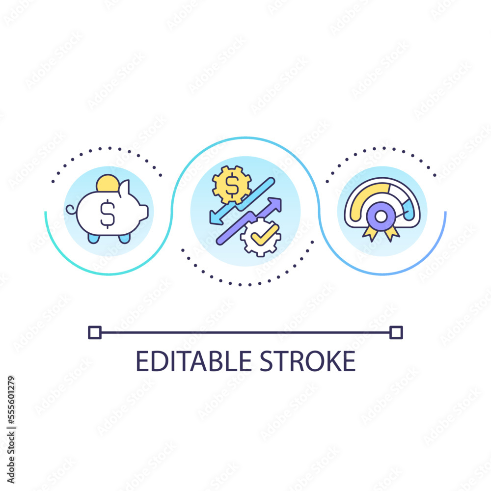 Reducing business expenses loop concept icon. Lowering operating costs ...