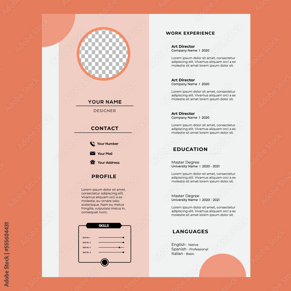 Modern CV resume template design layout. Vector Template for Business ...