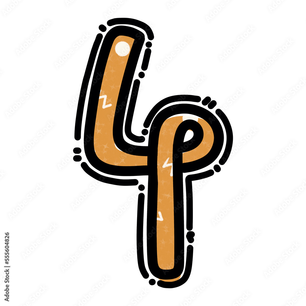 Number 4 alphabet letter png, orange background cute graphic Stock ...