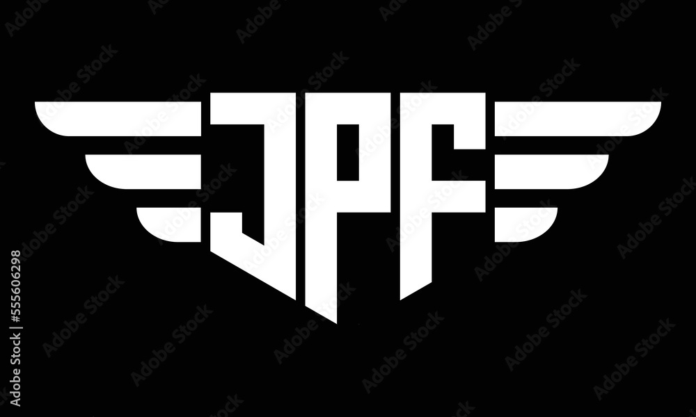 JPF three letter logo, creative wings shape logo design vector template ...
