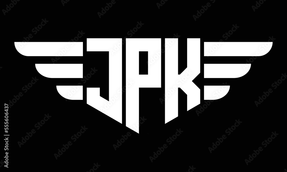 JPK three letter logo, creative wings shape logo design vector template ...