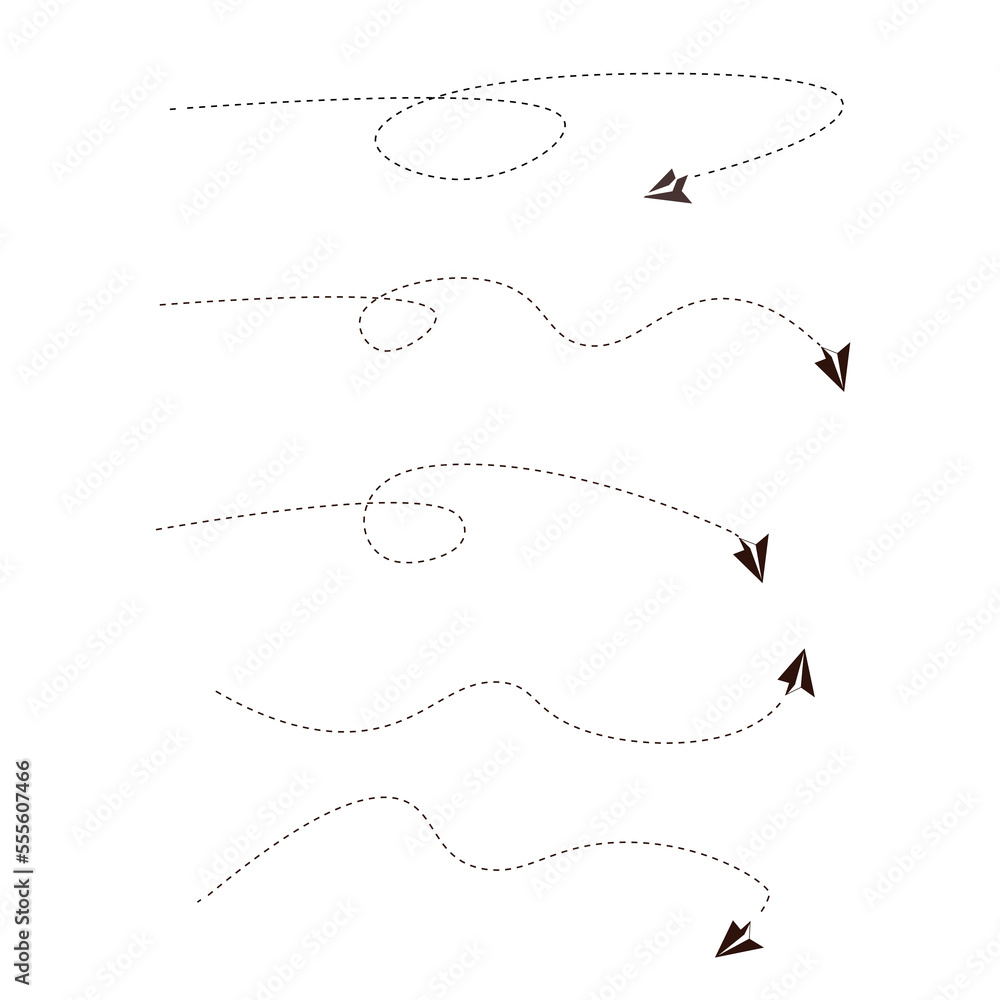 Vector set of dashed line arrows Stock Vector | Adobe Stock