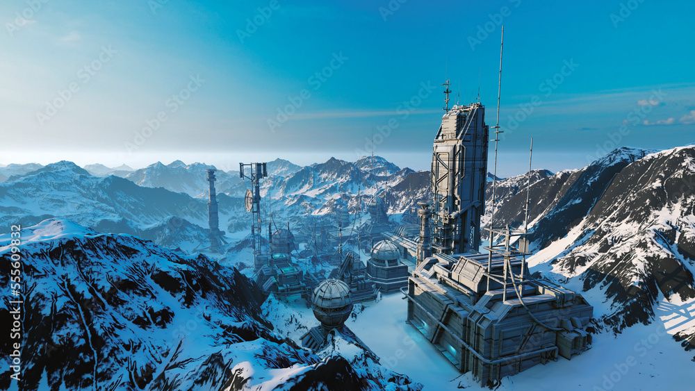 Space base and its infrastructure Stock Illustration | Adobe Stock