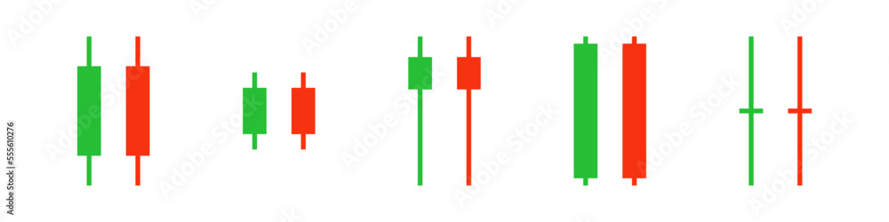 Various types of candlestick chart icons. Fluctuations in stock prices ...