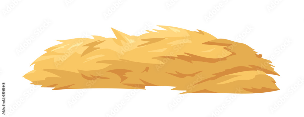 Hay, golden dry grass pile. Gold sraw, livestock feed heap. Yellow farm ...