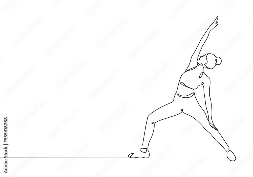 Yoga, Fitness Female Pose One Line Drawing. Woman Sport Pose Minimalist ...