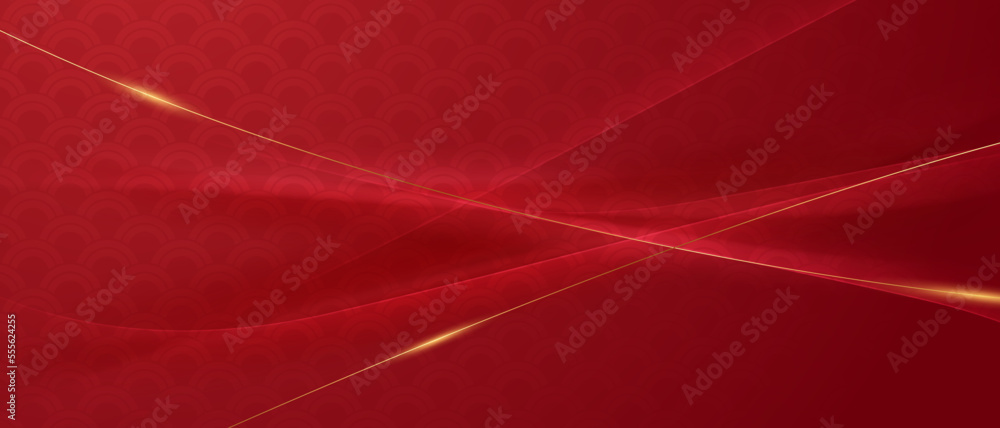 Chinese style red wave pattern background design luxury vector ...