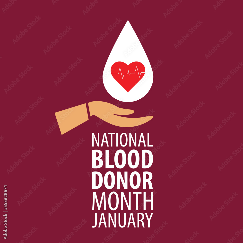vector graphic of national blood donor month. Holiday concept. Template ...