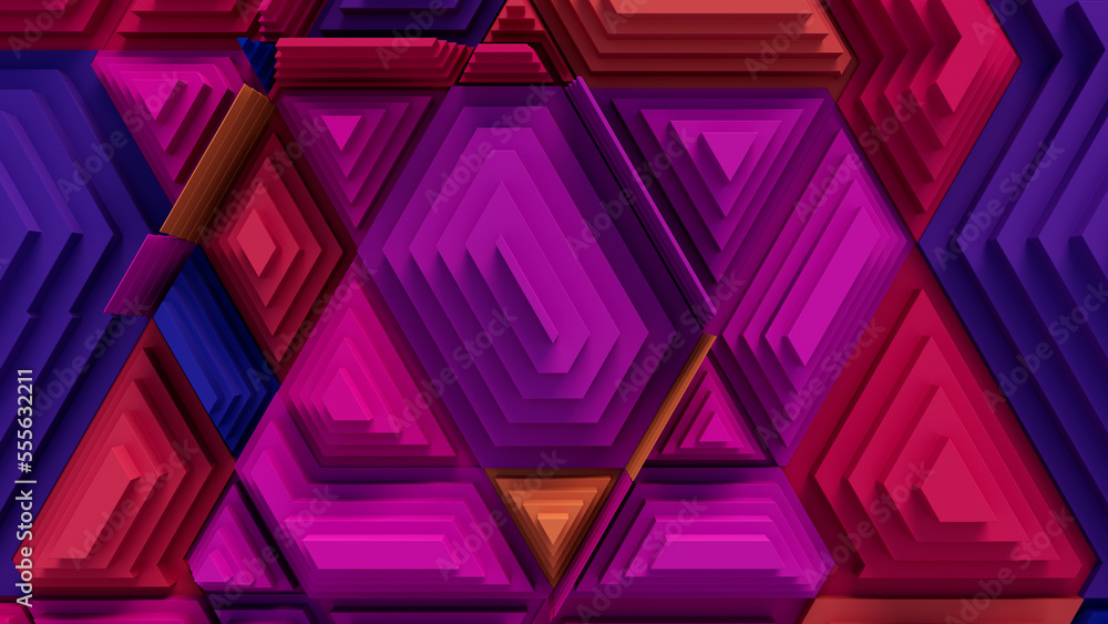 Multicolored Tech Background with a Geometric 3D Structure. Vibrant ...