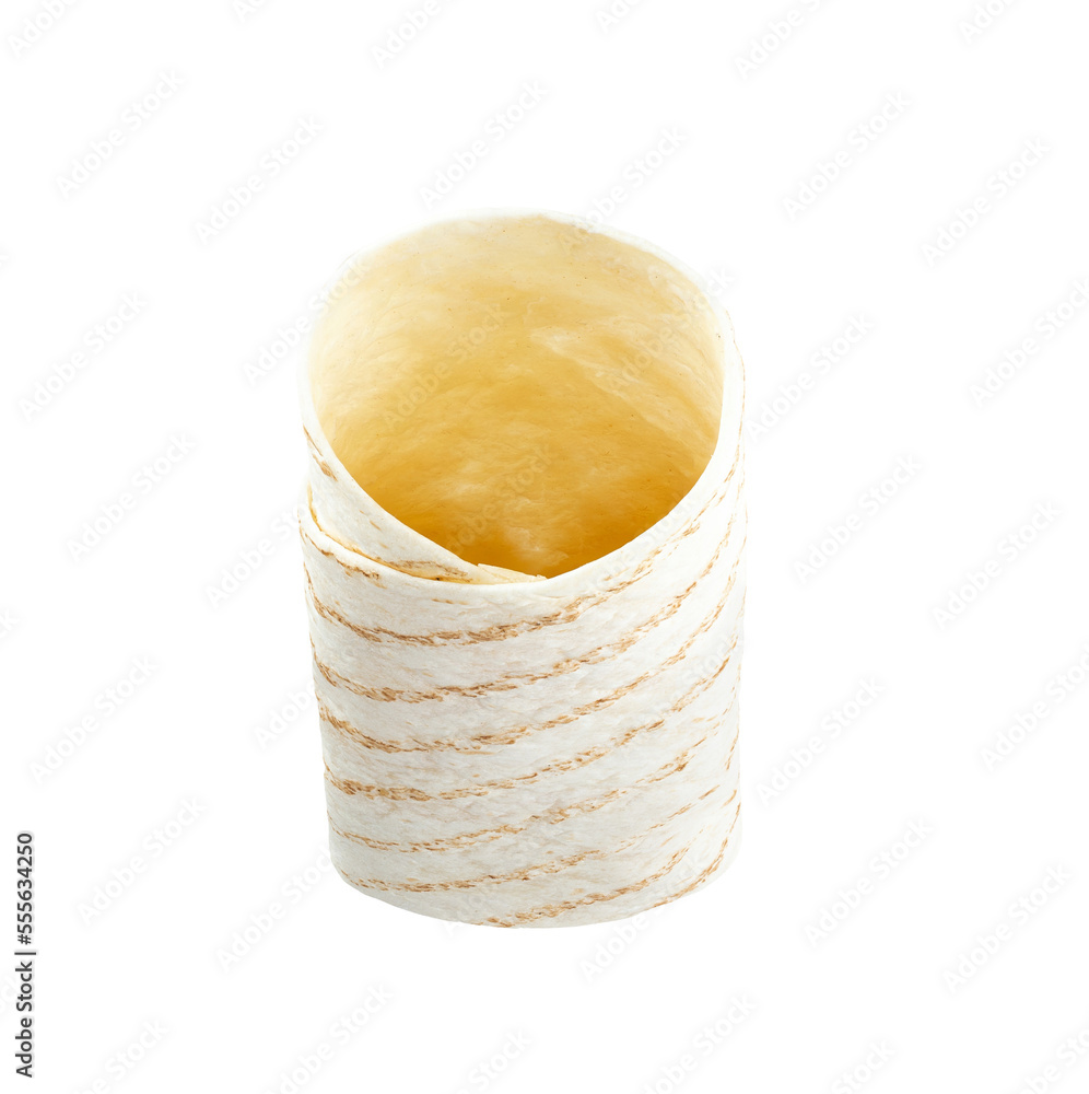 Empty wrap tacos ready to be filled isolated on white background. With ...