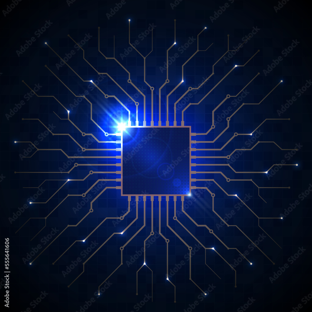 Abstract Digital Chip Computer Processor Cpu Printed Circuit Board Artificial Intelligence