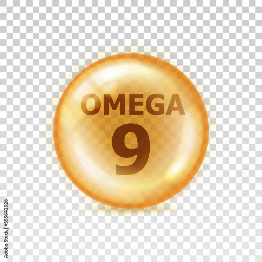 Omega 9. Set fish fatty. Vitamin isolated on transparent background ...