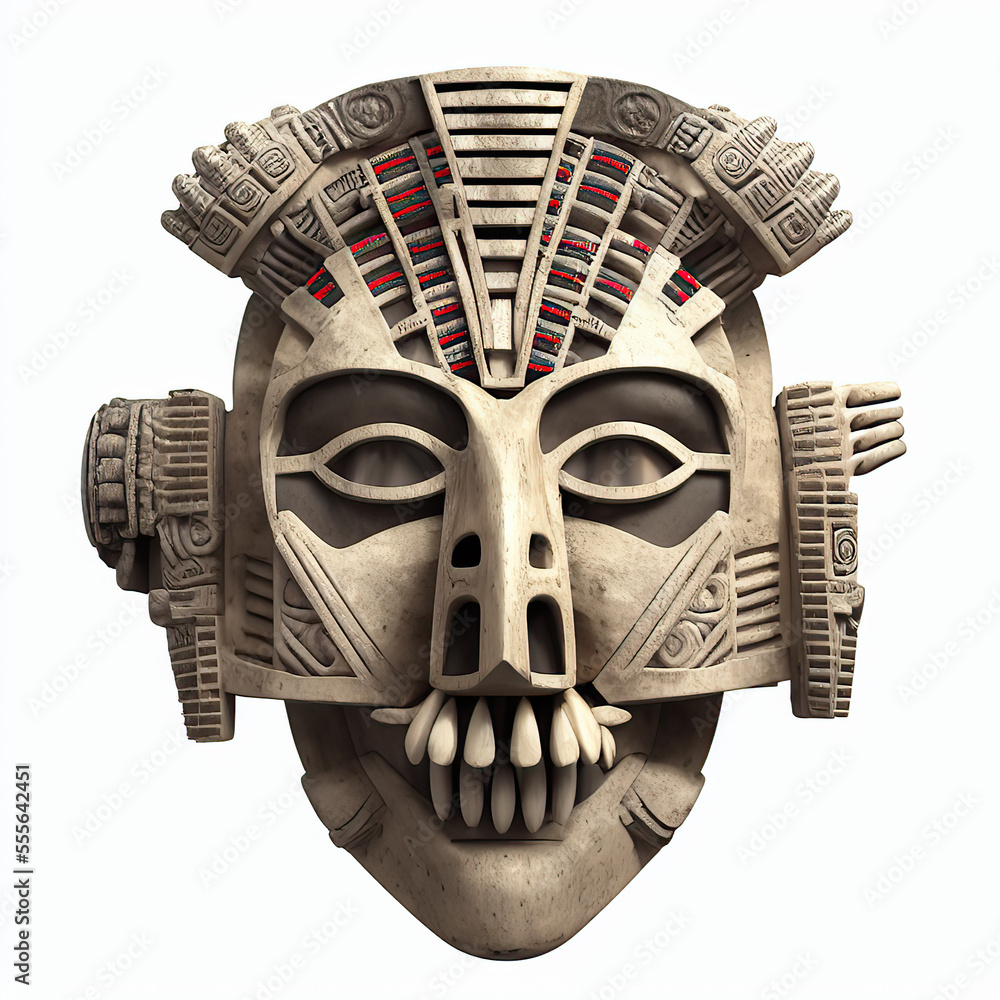 Traditional ancient Mayan Mask. Digital illustration. Generative AI ...