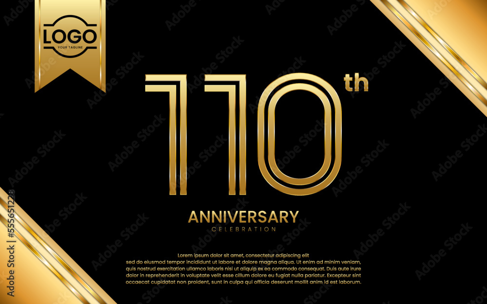 110th Anniversary Celebration. Anniversary Template Design With Golden ...
