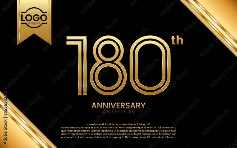 180th Anniversary Celebration. Anniversary Template Design With Golden ...