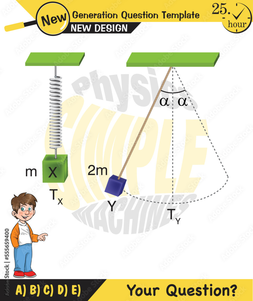 Physics, Spring System, Motion of a mass on an ideal spring, Periodic ...