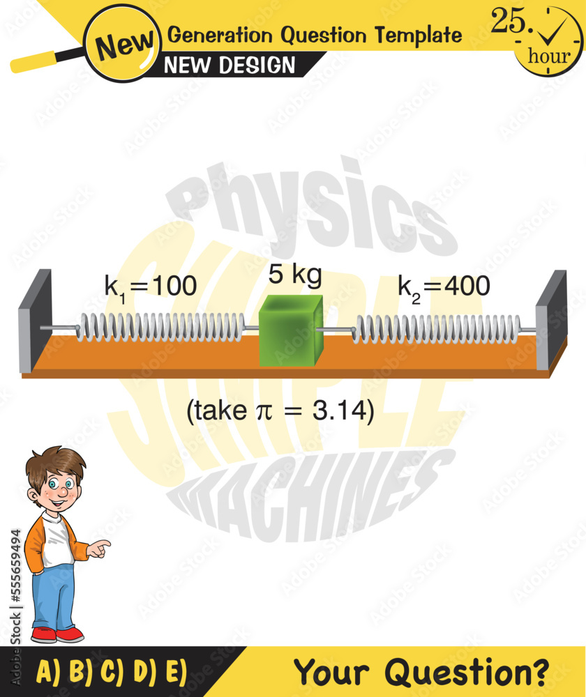 Physics, Spring System, Motion of a mass on an ideal spring, Periodic ...