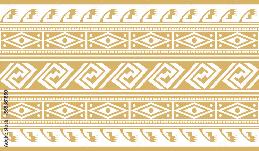 Vector seamless golden border ornament. Native American tribes ...