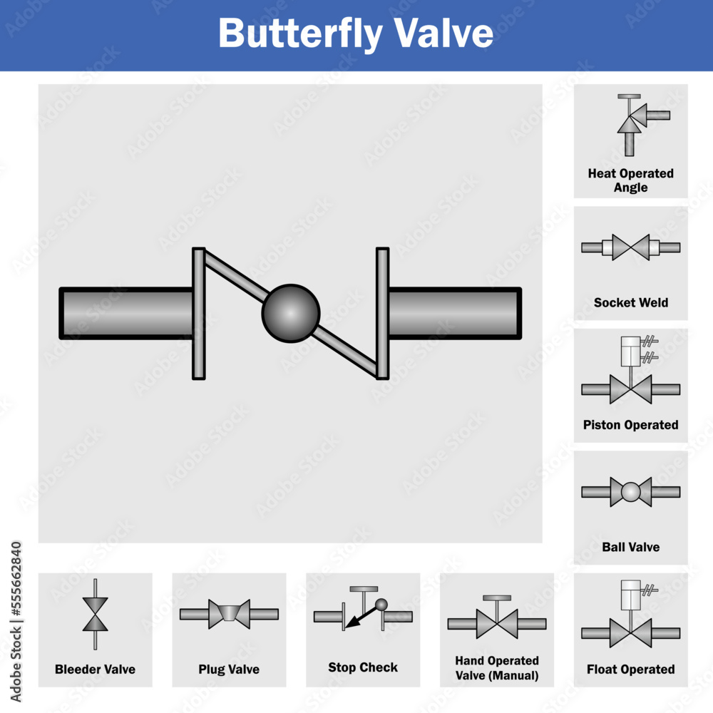 Vector Illustration for Butterfly Valve Stock Vector | Adobe Stock