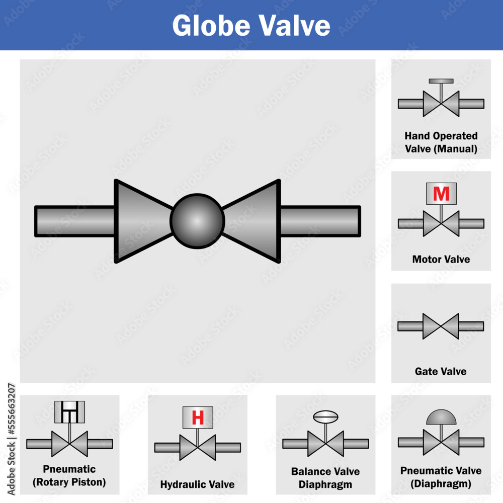 Vector Illustration for Globe Valve Stock Vector | Adobe Stock