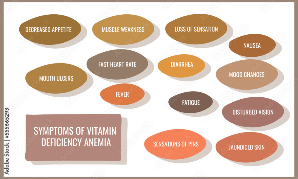 symptoms of Vitamin deficiency anemia. Vector illustration for medical ...