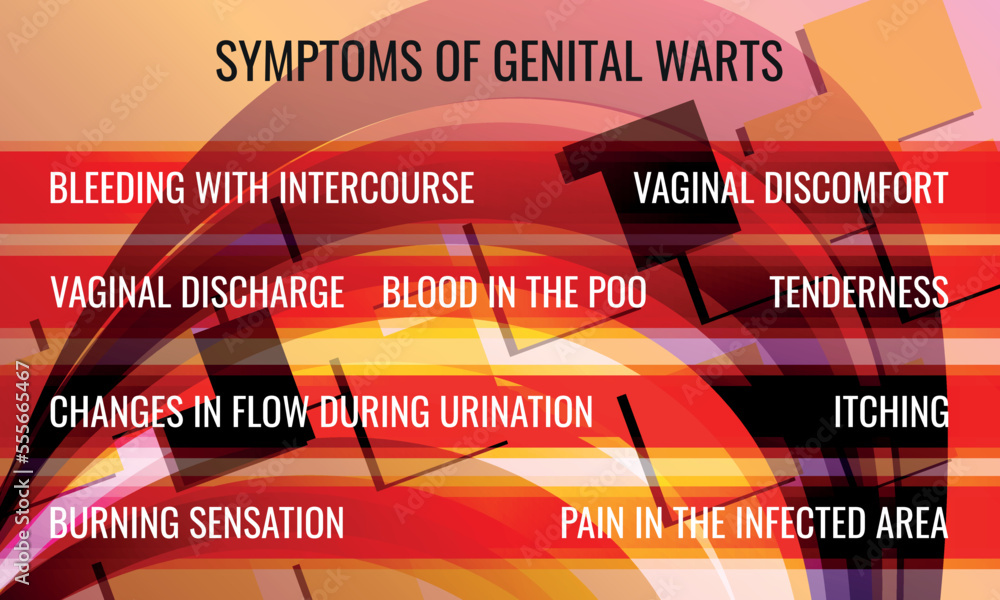 symptoms of genital warts. Vector illustration for medical journal or ...