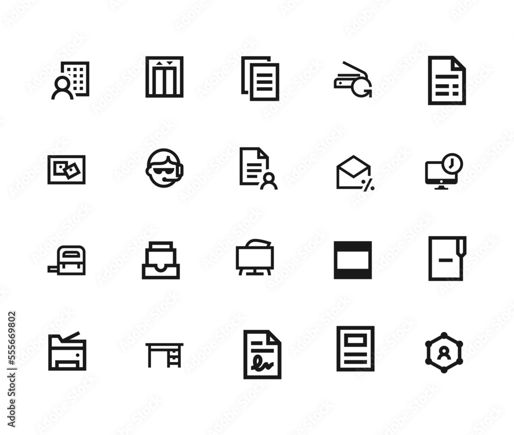 office icons, work in office signs, Vector illustration Stock Vector ...