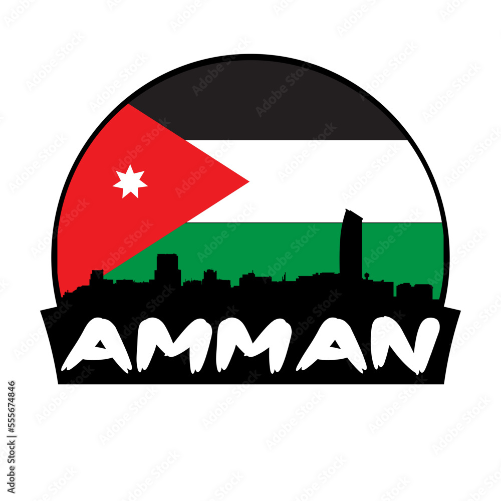 Vettoriale Stock Amman Jordan Flag Skyline Silhouette Retro Vintage ...