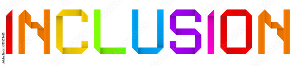 Vector concept or conceptual paper origami font forming the INCLUSION ...