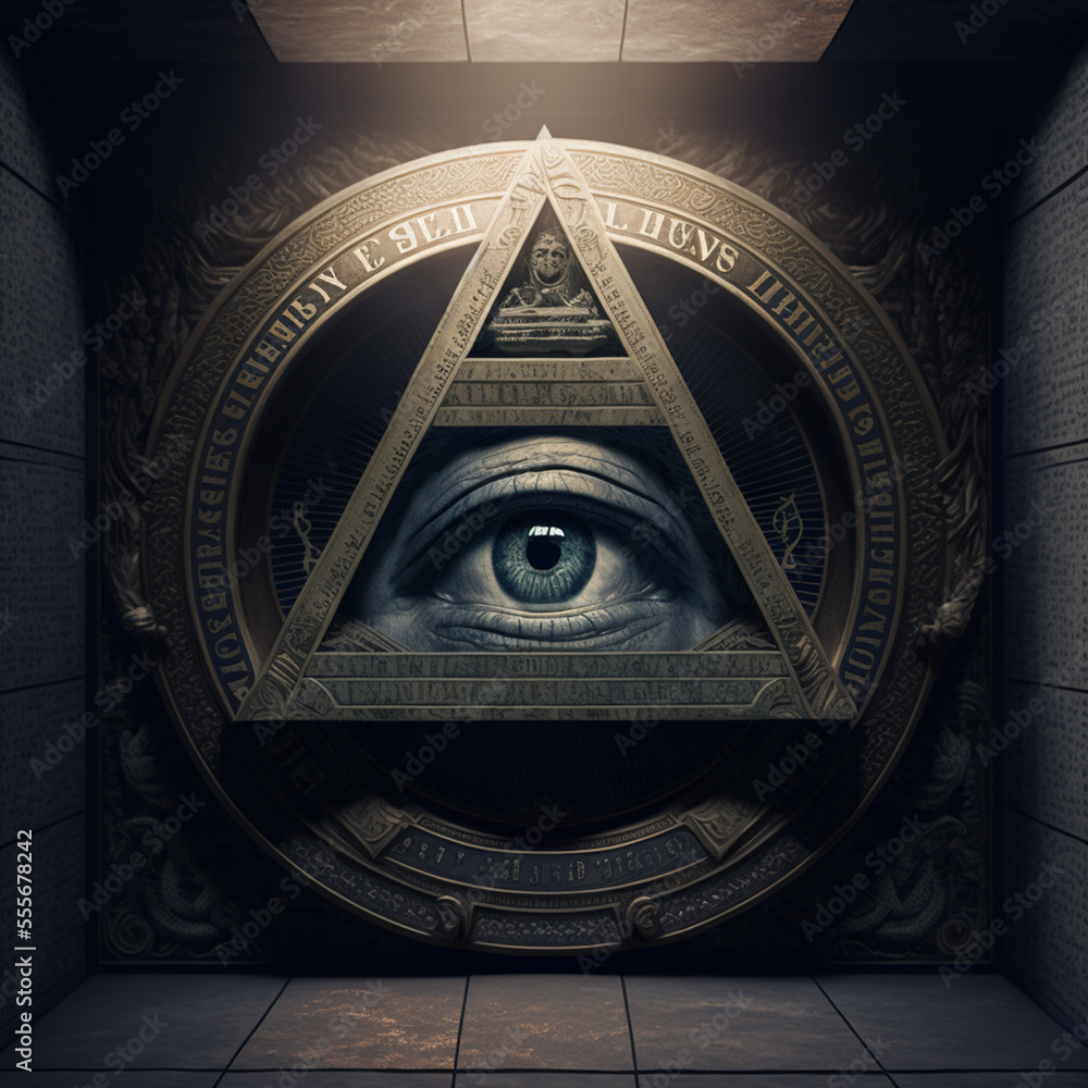 illuminati symbol with an eye in a pyramid, rulers of the world ...